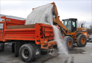 Road salt loaded into dump truck | Politically Speaking